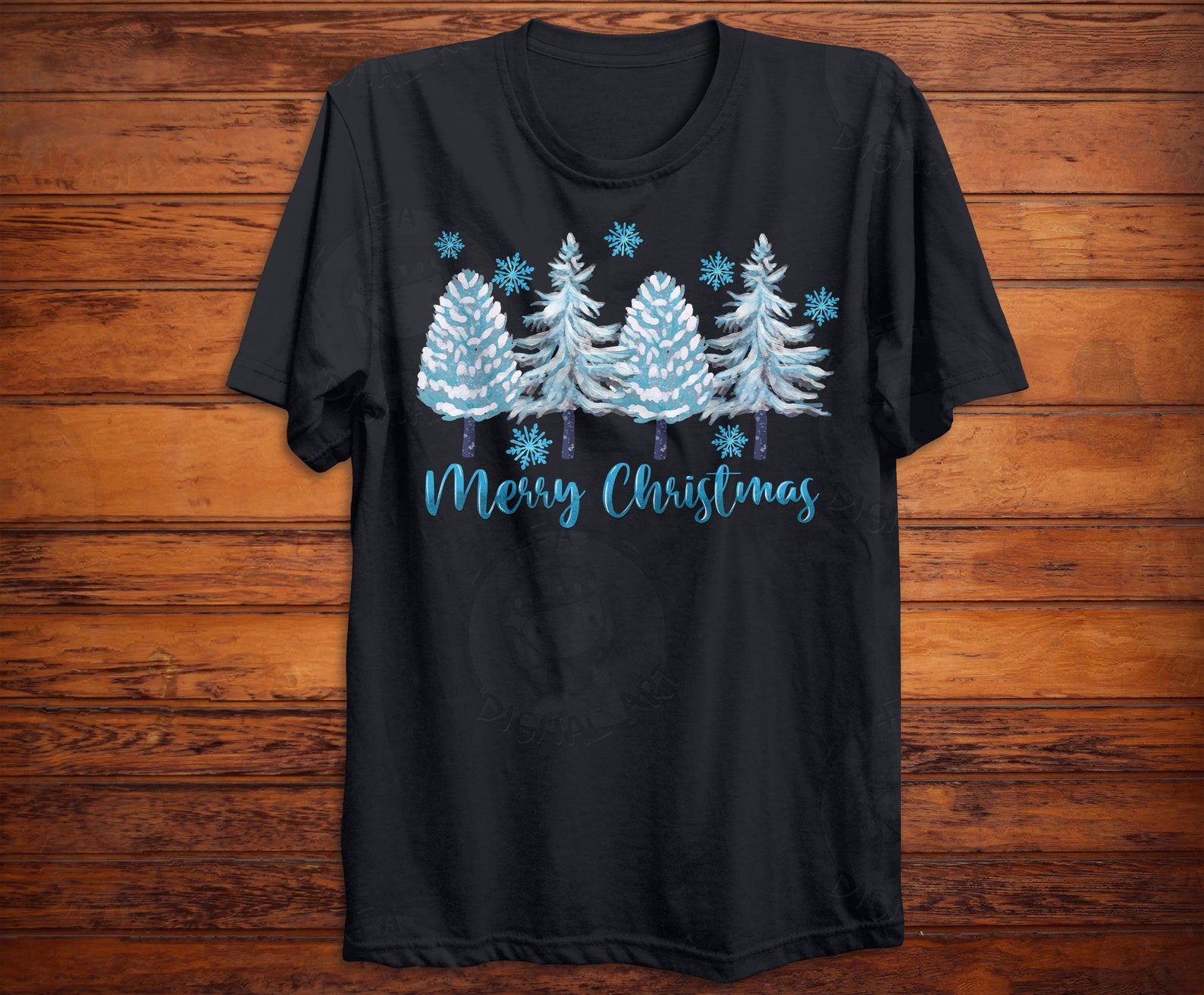 Merry Christmas Blue Trees Png Sublimation Designs Download - Etsy