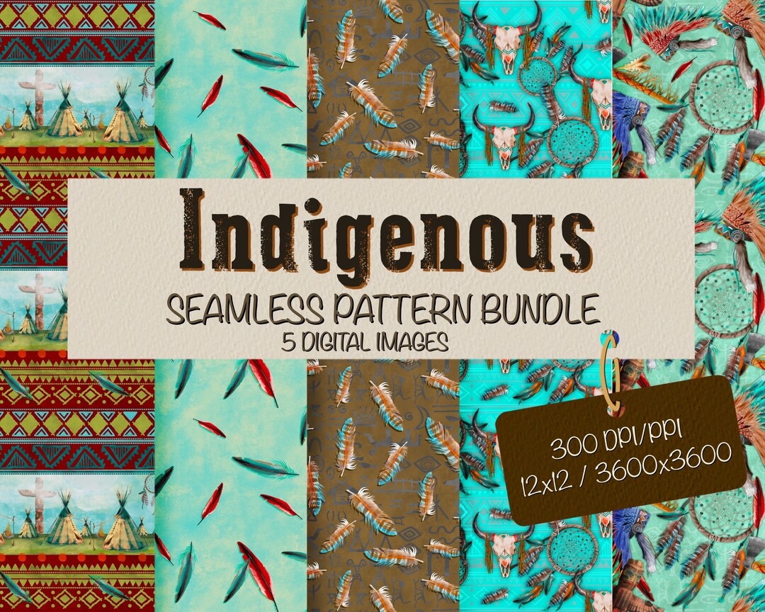 Indigenous Seamless Pattern Png Design Bundle, Watercolor Indigenous ...
