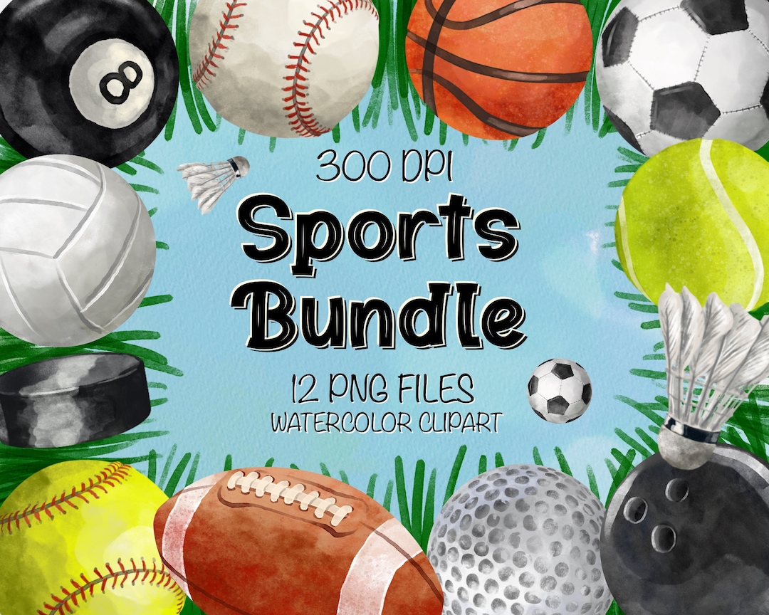 Sport Balls Png Bundle for Creators 12 PNG Files, Watercolor Sports ...