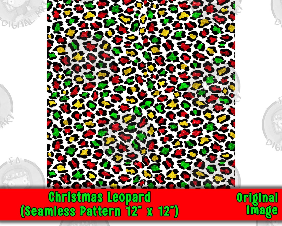 Christmas Leopard Seamless Pattern Png, Christmas Leopard Digital ...