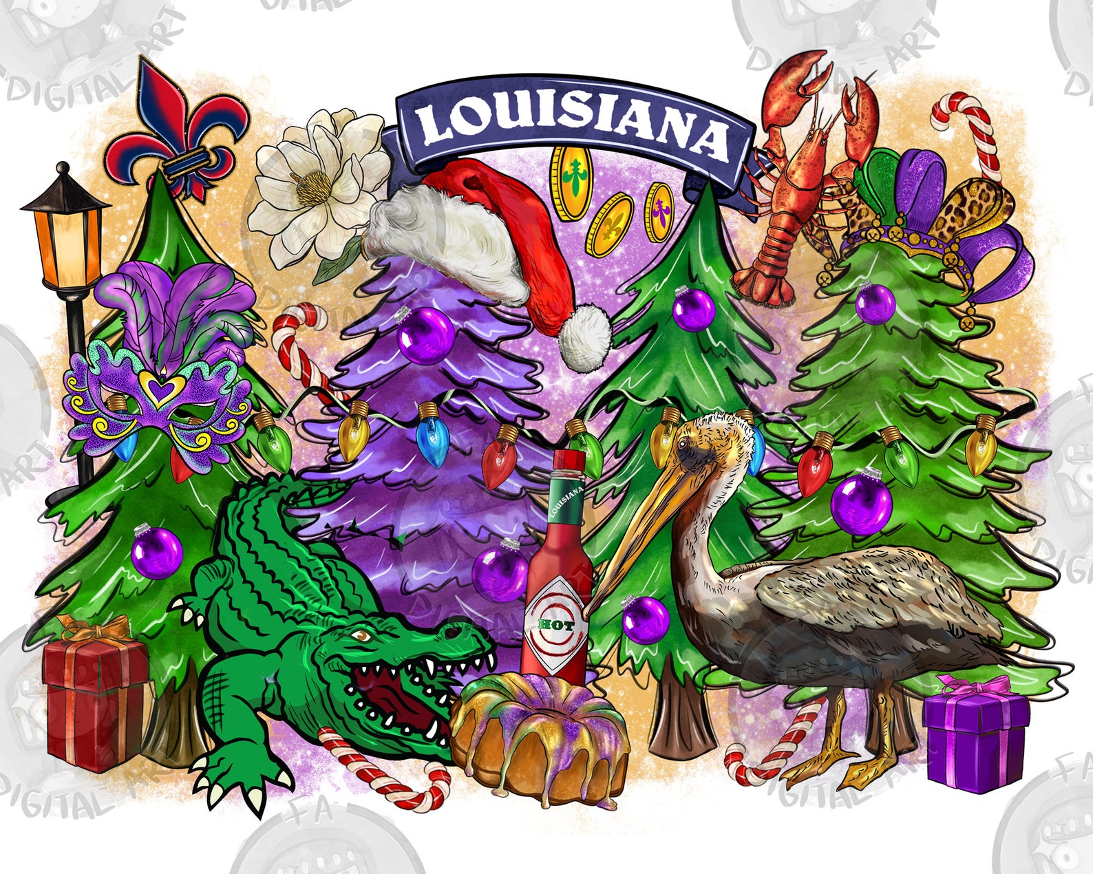 Christmas Louisiana Mardi Gras Trees Png Sublimation Design - Etsy