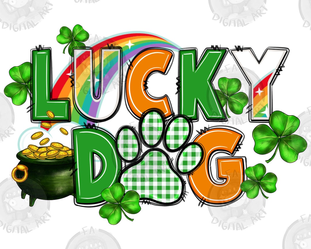 Lucky Dog Png Sublimation Design Download, St. Patricks Day Png, Irish ...