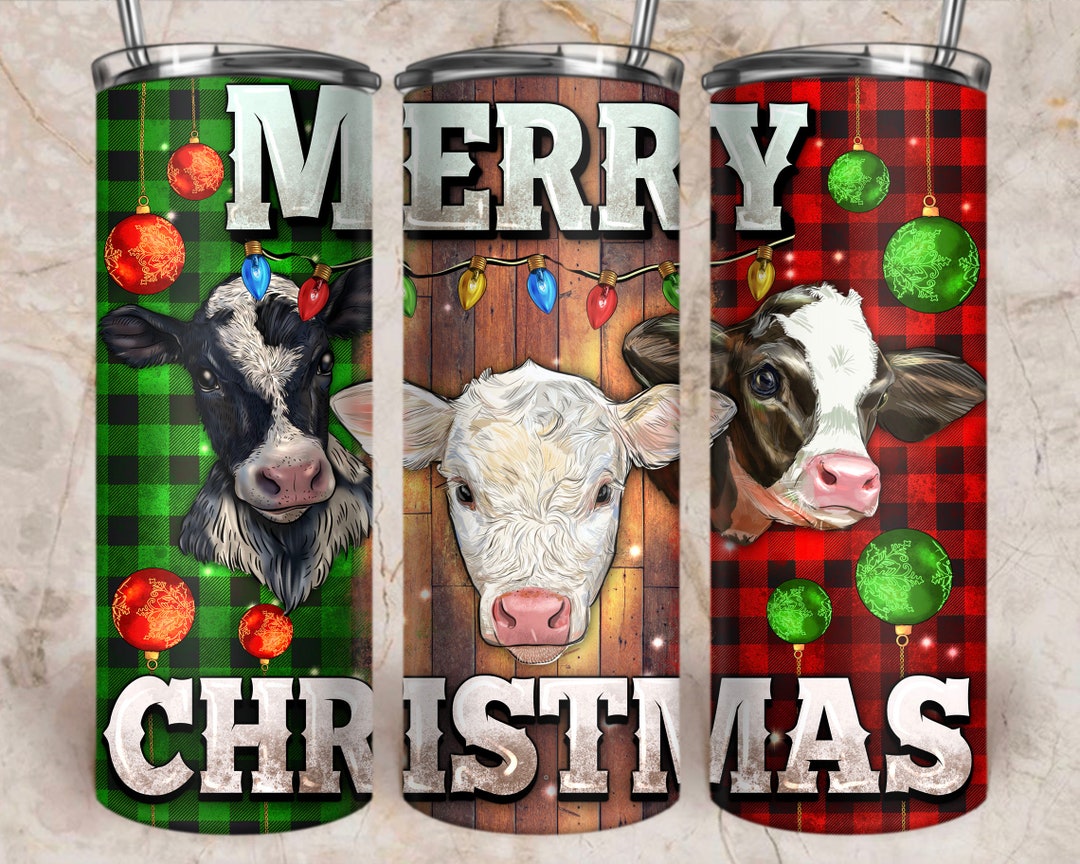 Cow Calves Christmas 20oz Tumbler Png Design Merry Christmas - Etsy