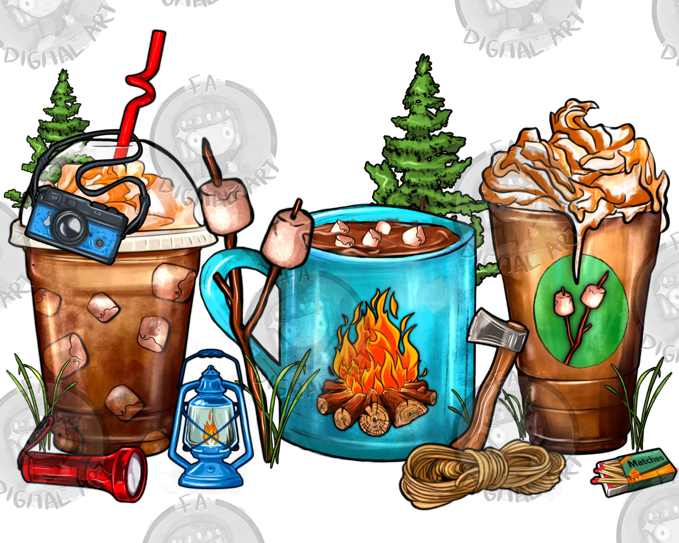 Camping Coffee Cups Png Sublimation Design, Camping Frappe Png, Camper ...