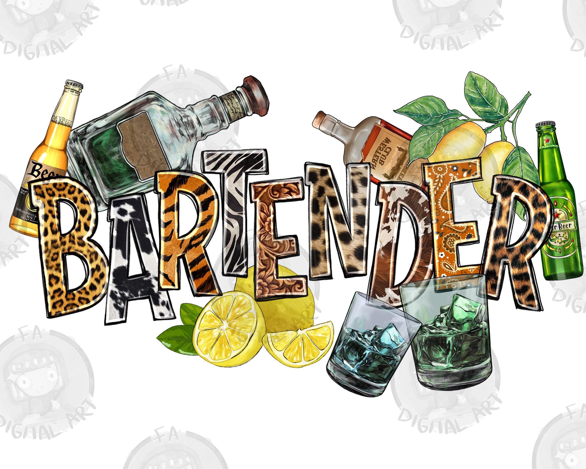 Bartender Png Sublimation Design Download, Western Bartender Png ...