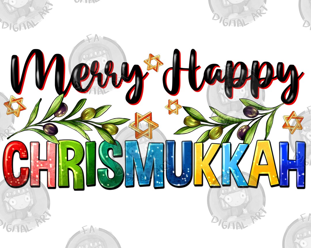 Merry Happy Chrismukkah With Olive Branch Png Sublimation Design ...