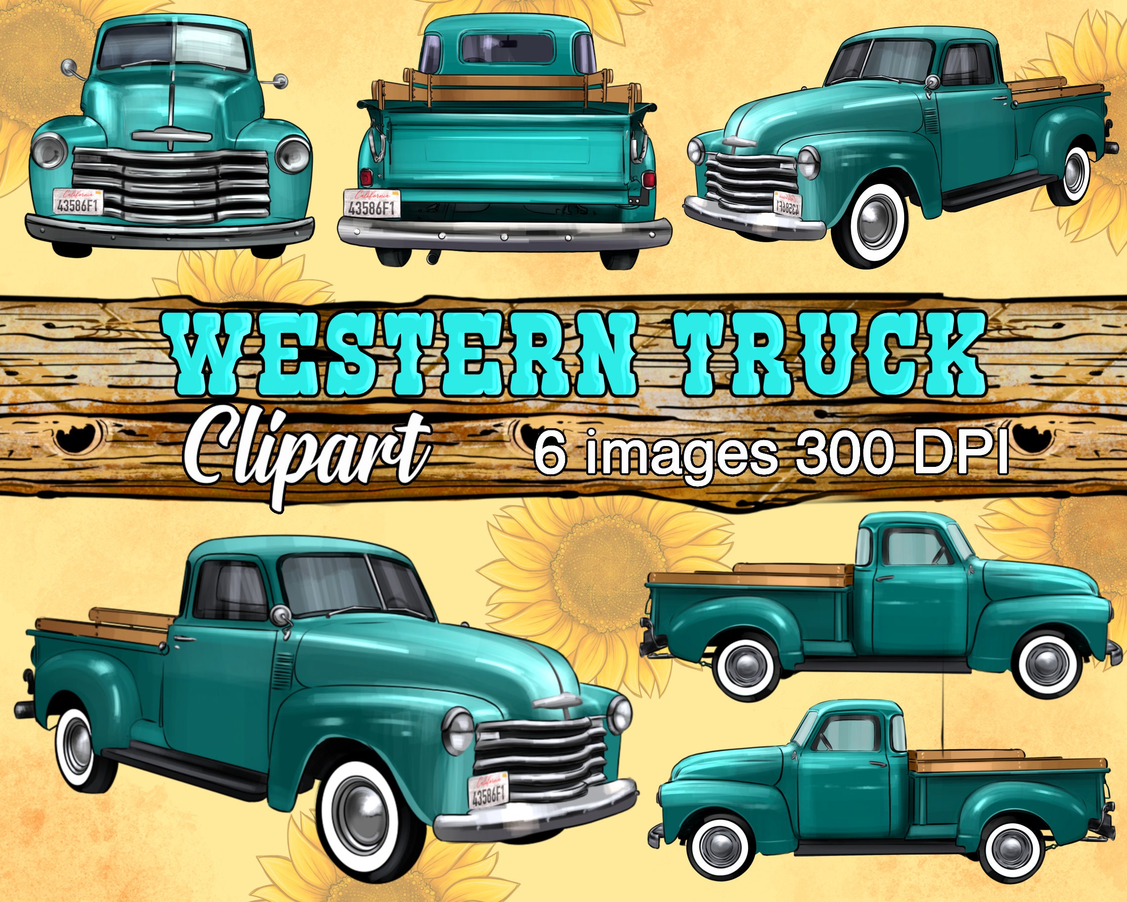Western Truck Clipart Png Bundle for Creators Farm Truck - Etsy