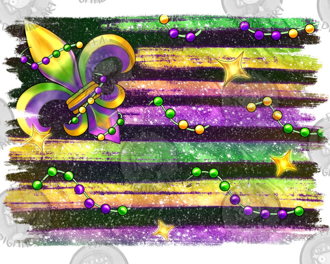 Mardi Gras Flag Png Sublimation Design Download Mardi Gras - Etsy