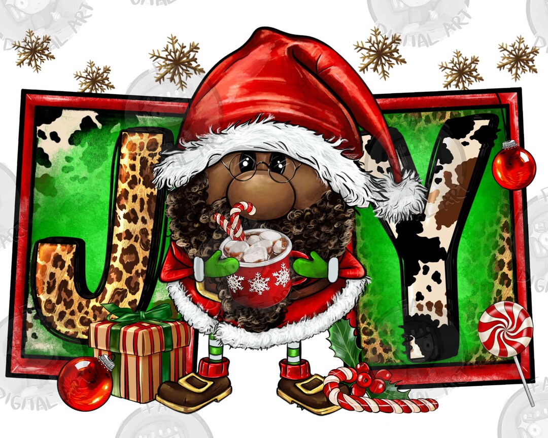 Joy Afro Santa Gnomes Png Sublimation Design, Merry Christmas Clipart ...