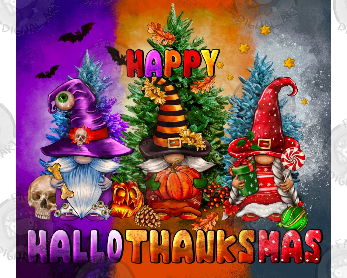 Happy Hallothanksmas 20oz Tumbler PNG Design Christmas Png - Etsy