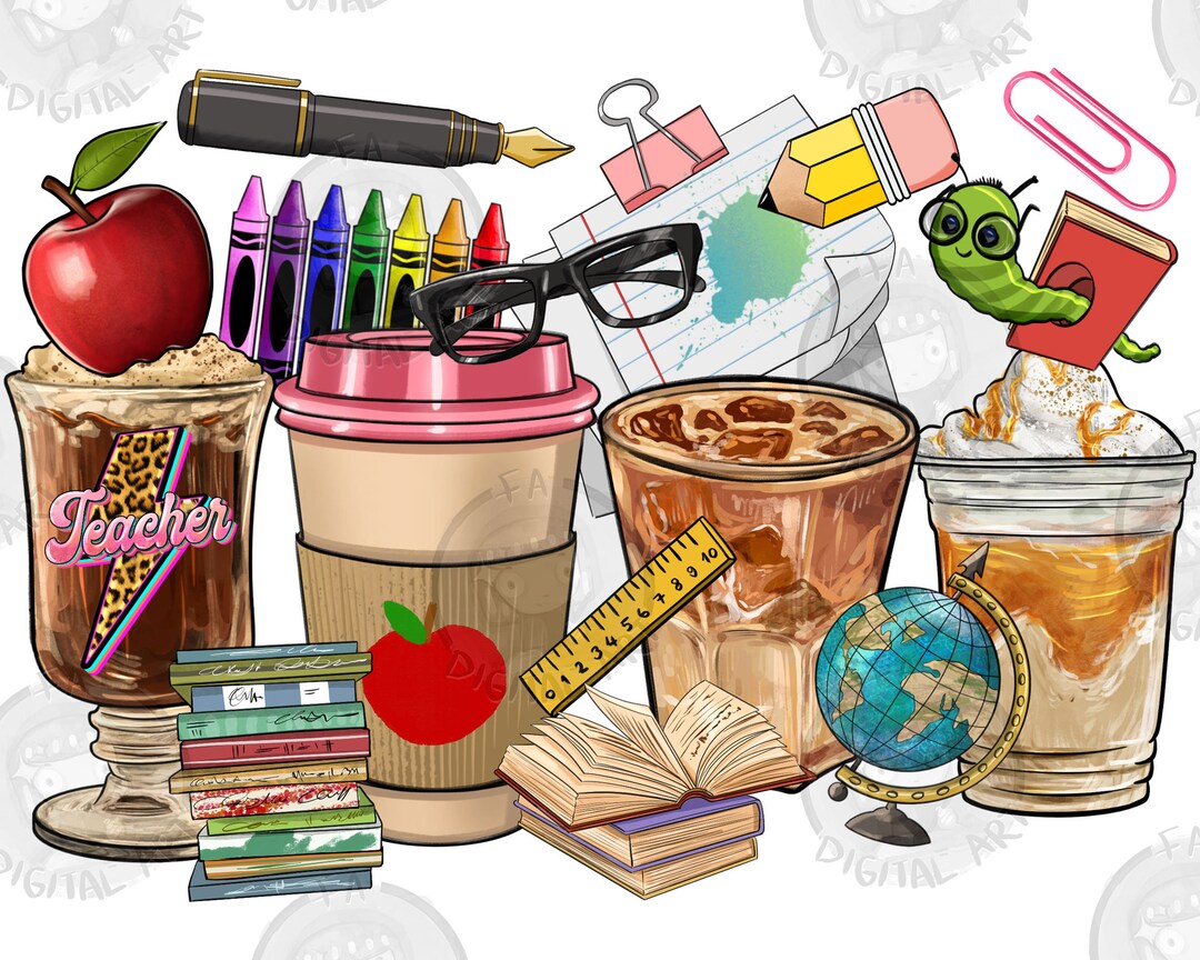 Teacher Coffee Cups Png Sublimation Design, Teacher Clipart, Teacher's ...