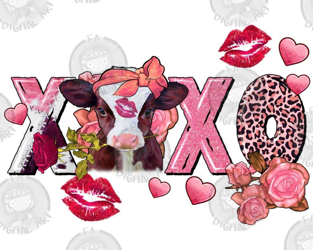 Xoxo Baby Cow Valentine's Day Png Sublimation Design, Valentine's Day ...