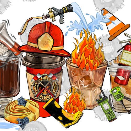 Firefighter Coffee Cups Png Sublimation Design Firefighter - Etsy