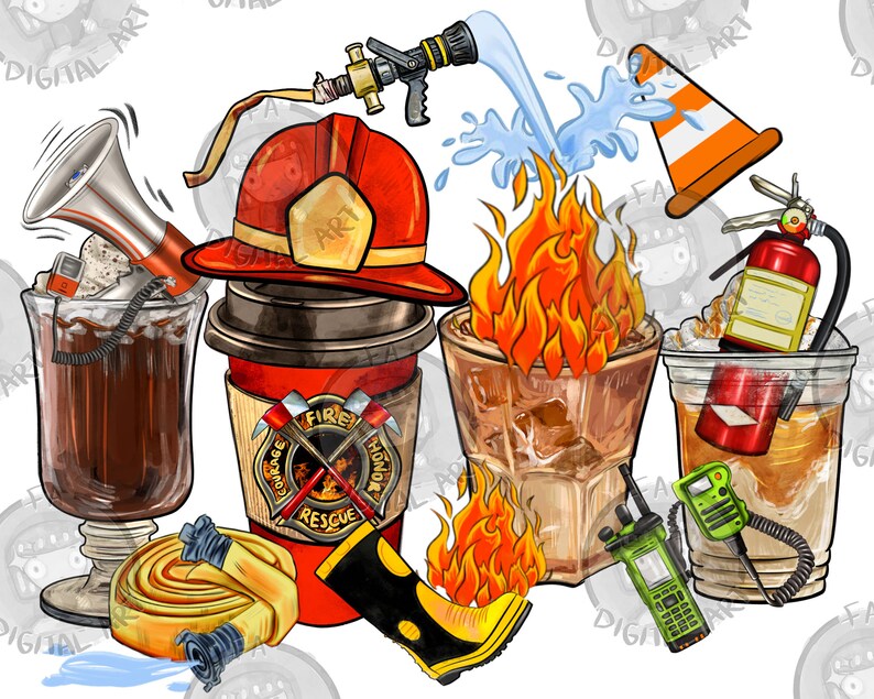 Firefighter Coffee Cups Png Sublimation Design Firefighter - Etsy