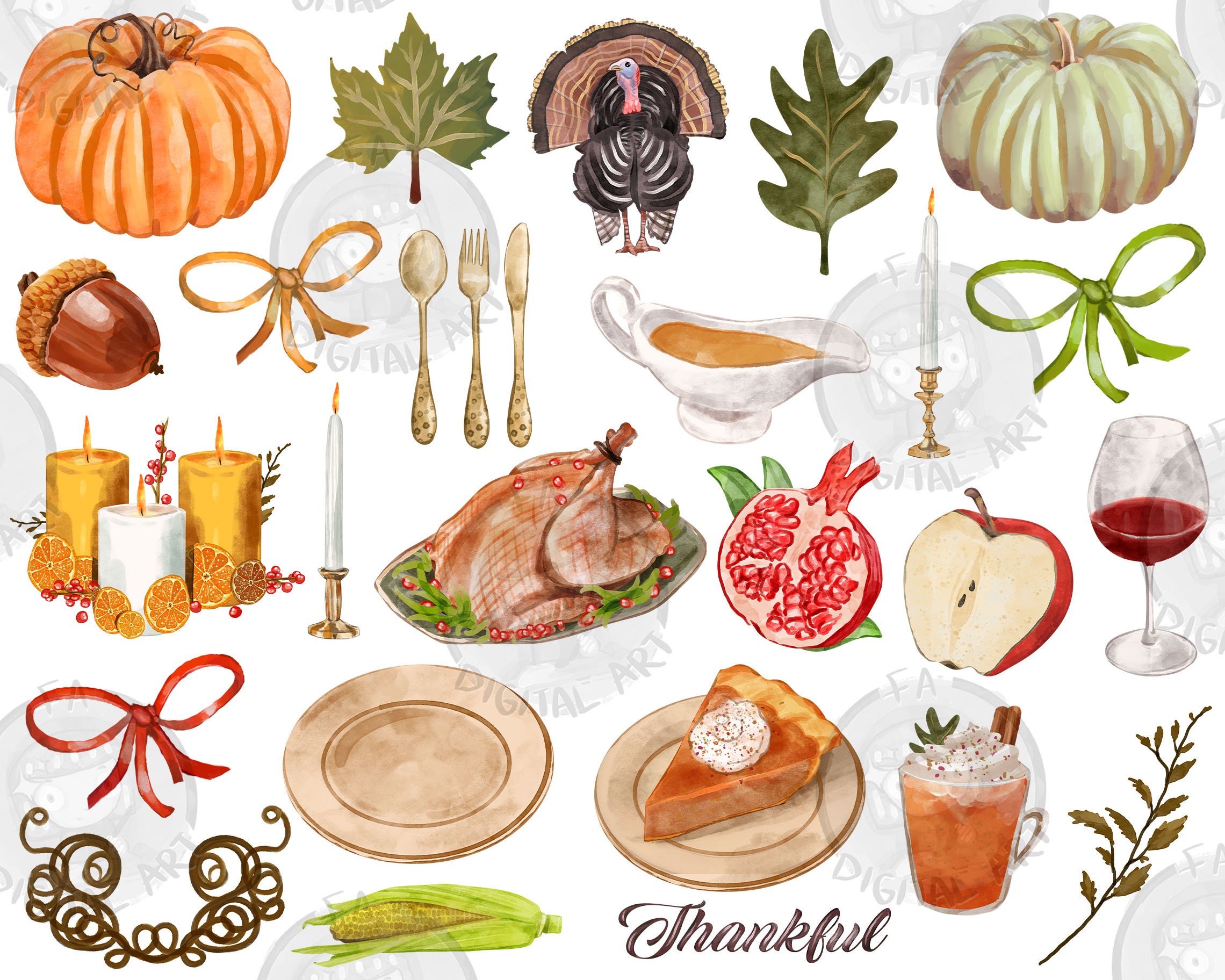 Thanksgiving Png Bundle for Creators Watercolor Thanksgiving - Etsy