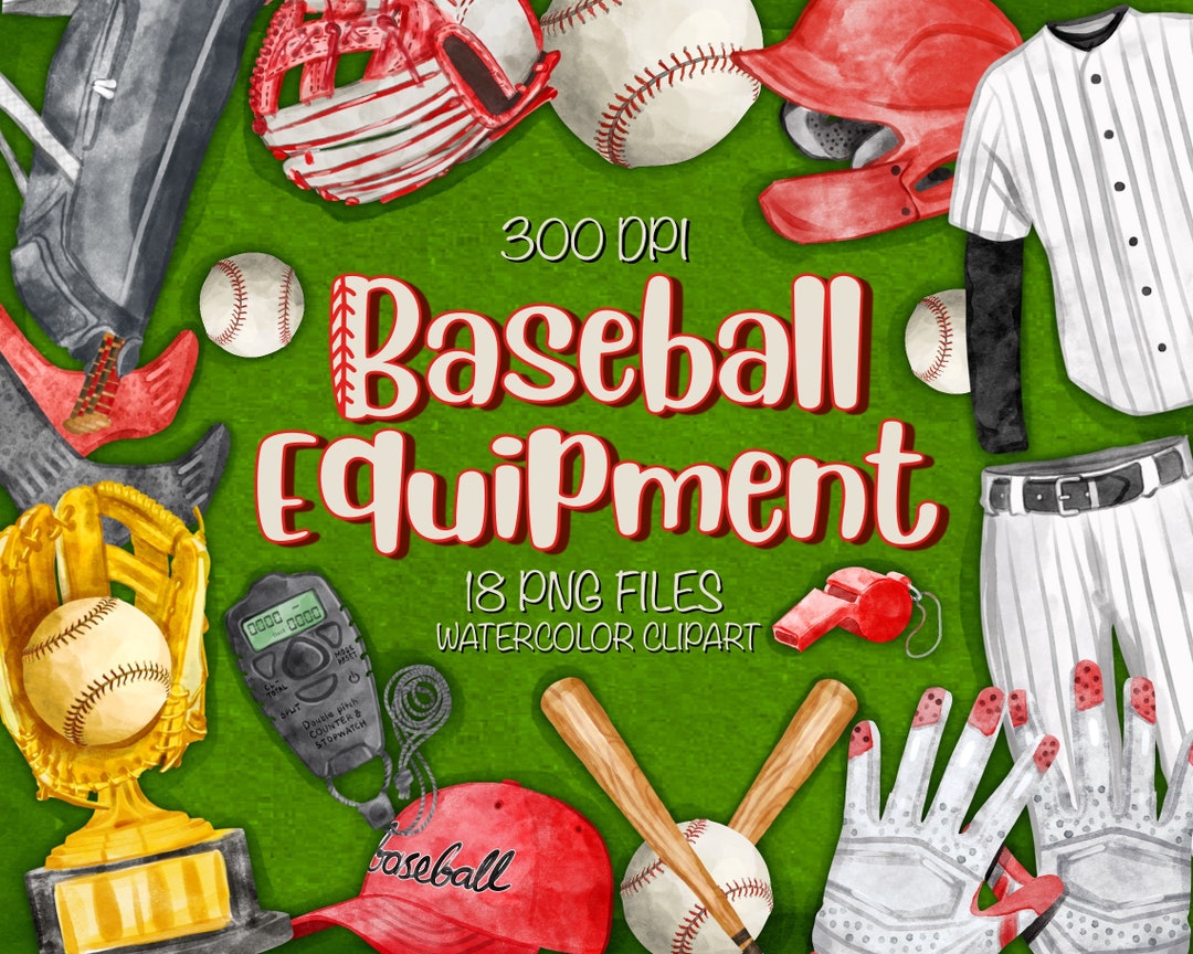 Baseball Equipments Png Bundle for Creators 18 PNG Files,watercolor ...