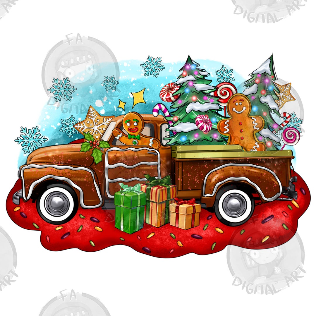Christmas Gingerbread Truck Png Sublimation Design Download, Merry ...
