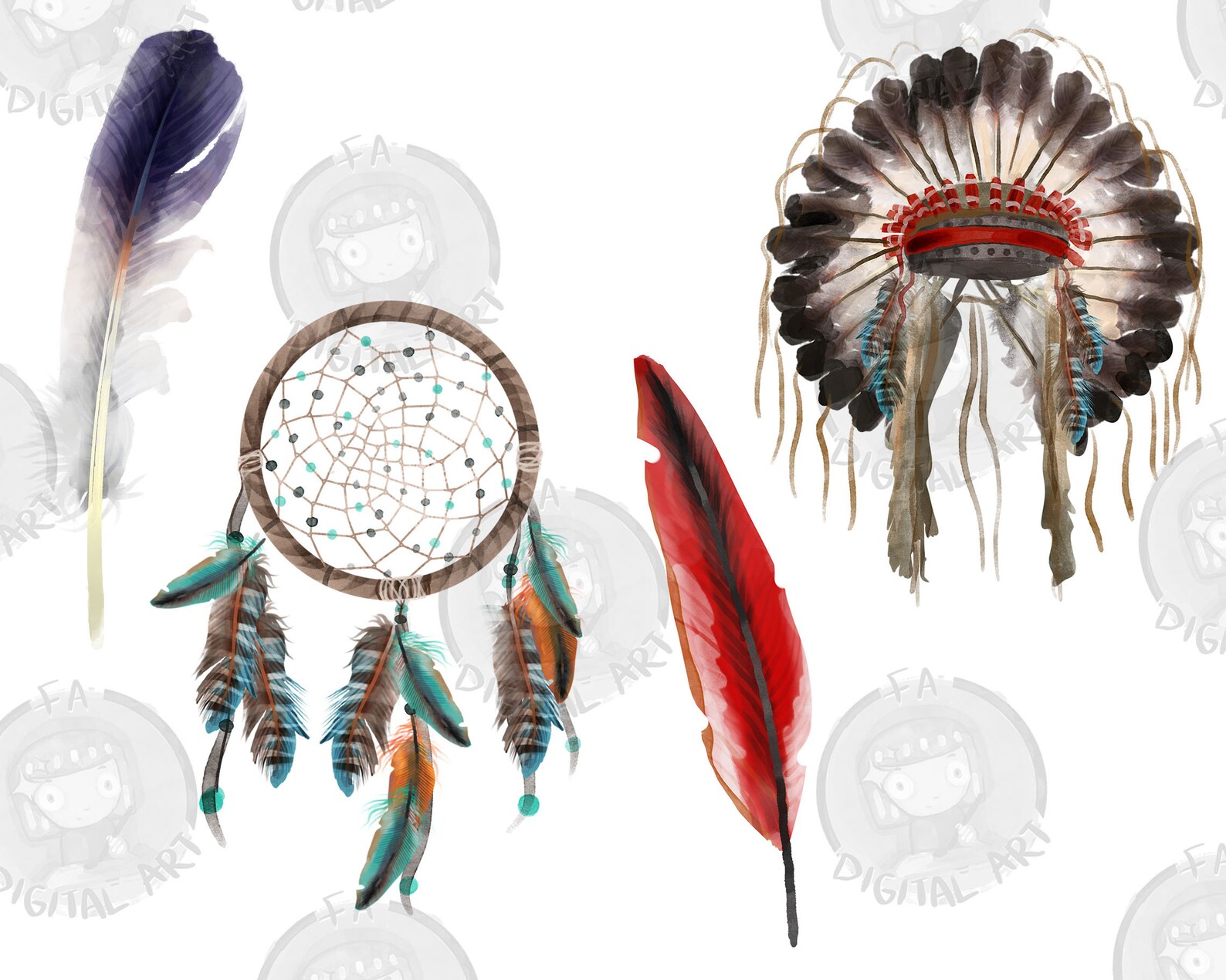 Indigenous Png Bundle for Creators Watercolor Western - Etsy