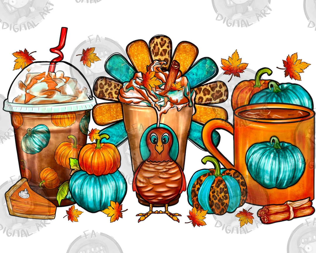 Thanksgiving Coffee Cups Png Sublimation Design Thanksgiving - Etsy