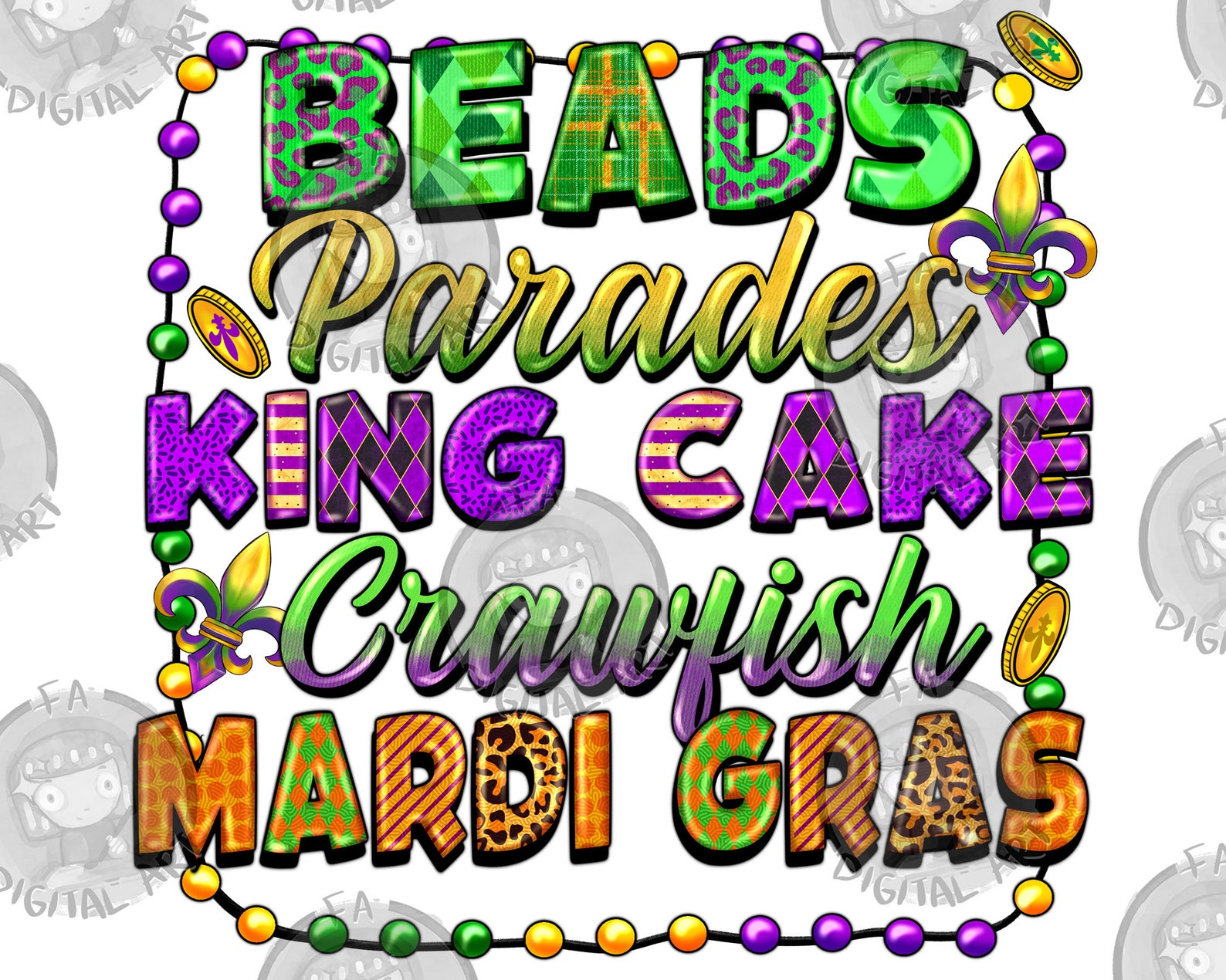 Beads Parades King Cake Crawfish Mardi Gras Png Sublimation - Etsy