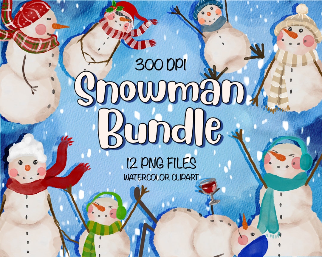 Watercolor Snowman Santa Clipart Png Bundle for Creators,watercolor ...