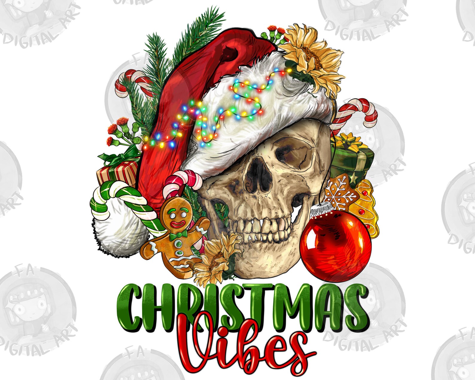 Christmas Vibes Human Skull Png Sublimation Design Christmas - Etsy