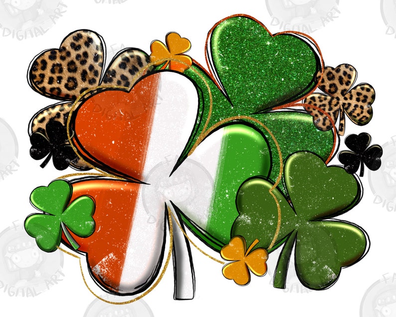 Irish Flag Shamrock Png Sublimation Design Download St. - Etsy
