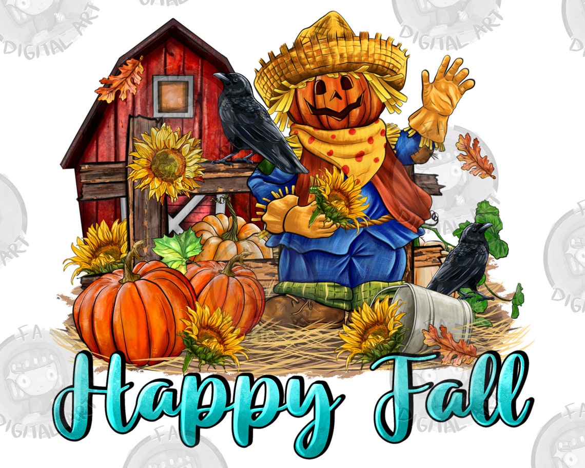 Happy Fall Scarecrow Png Sublimation Design Fall Scarecrow - Etsy