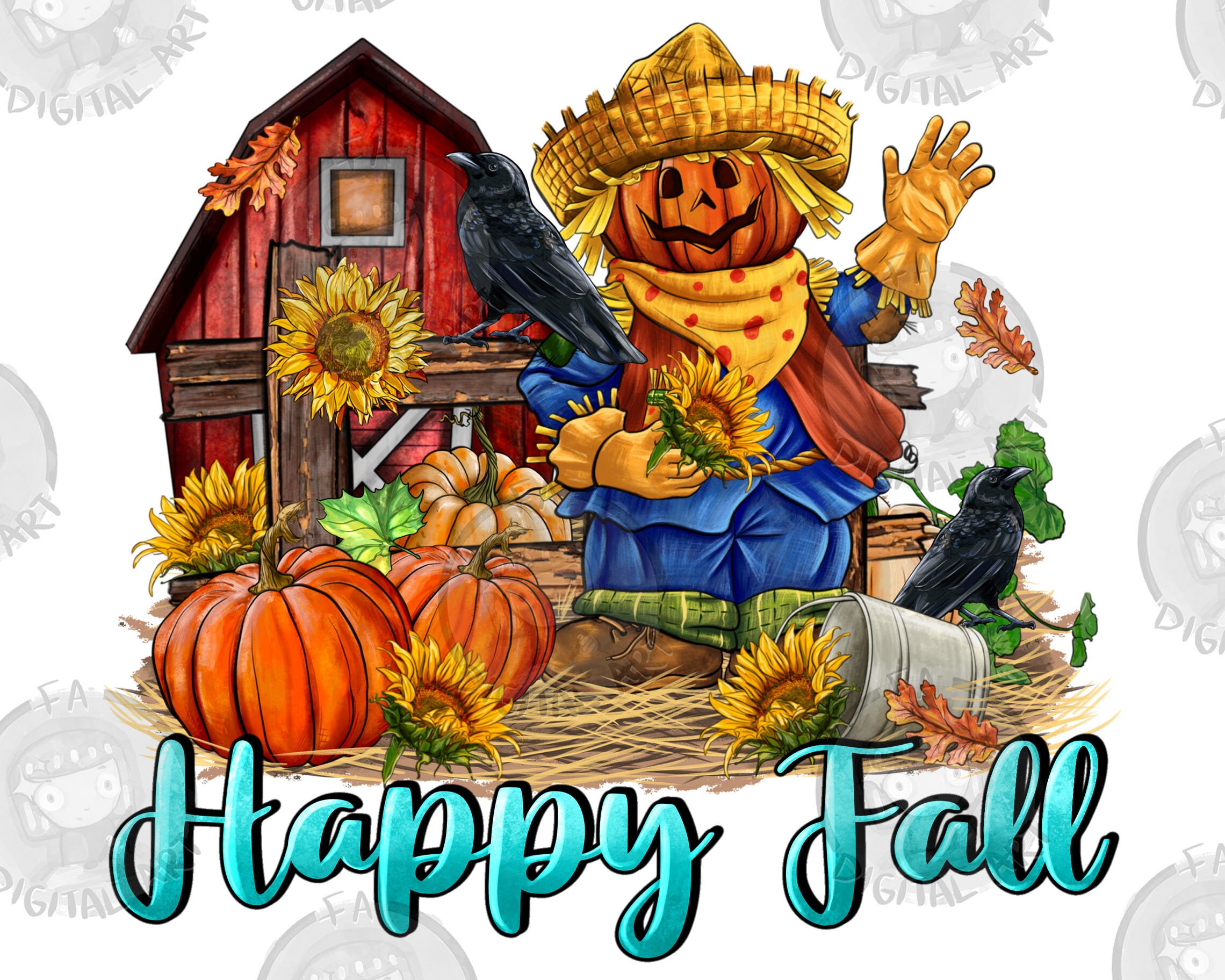 Happy Fall Scarecrow Png Sublimation Design Fall Scarecrow - Etsy