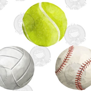 Sport Balls Png Bundle for Creators 12 PNG Files, Watercolor Sports ...