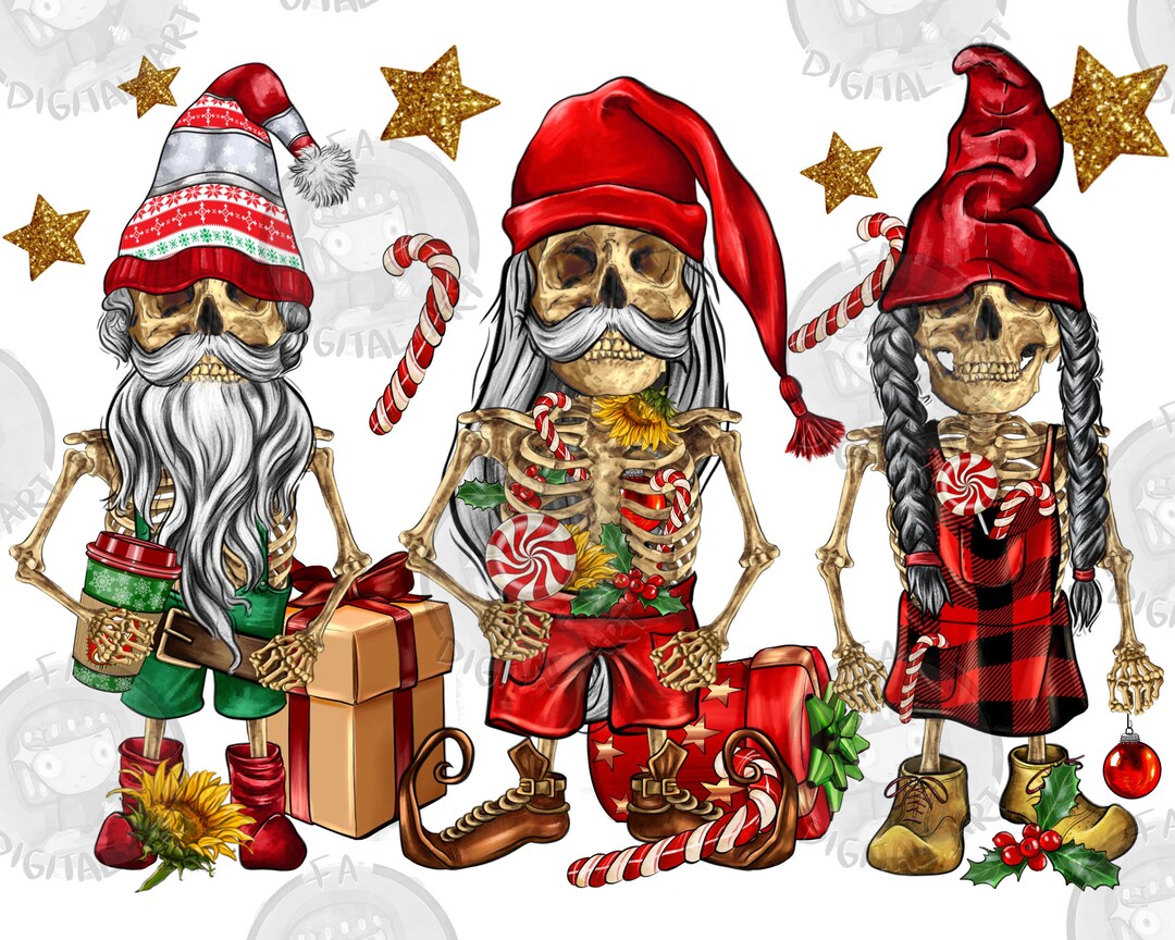 Christmas Skeleton Gnomies Png Sublimation Design Download, Christmas ...