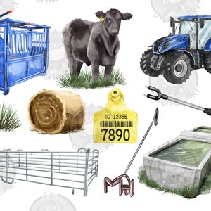 Cattle Ranch Png Bundle for Creators,watercolor Cattle Ranch Clipart ...