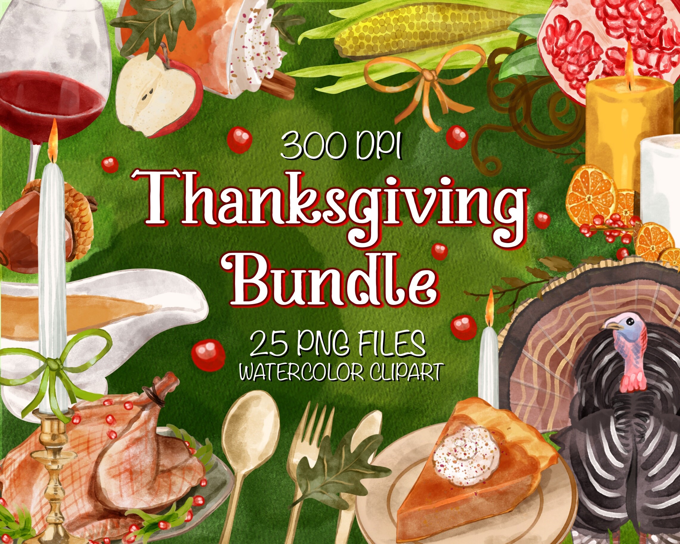 Thanksgiving Png Bundle for Creators Watercolor Thanksgiving - Etsy