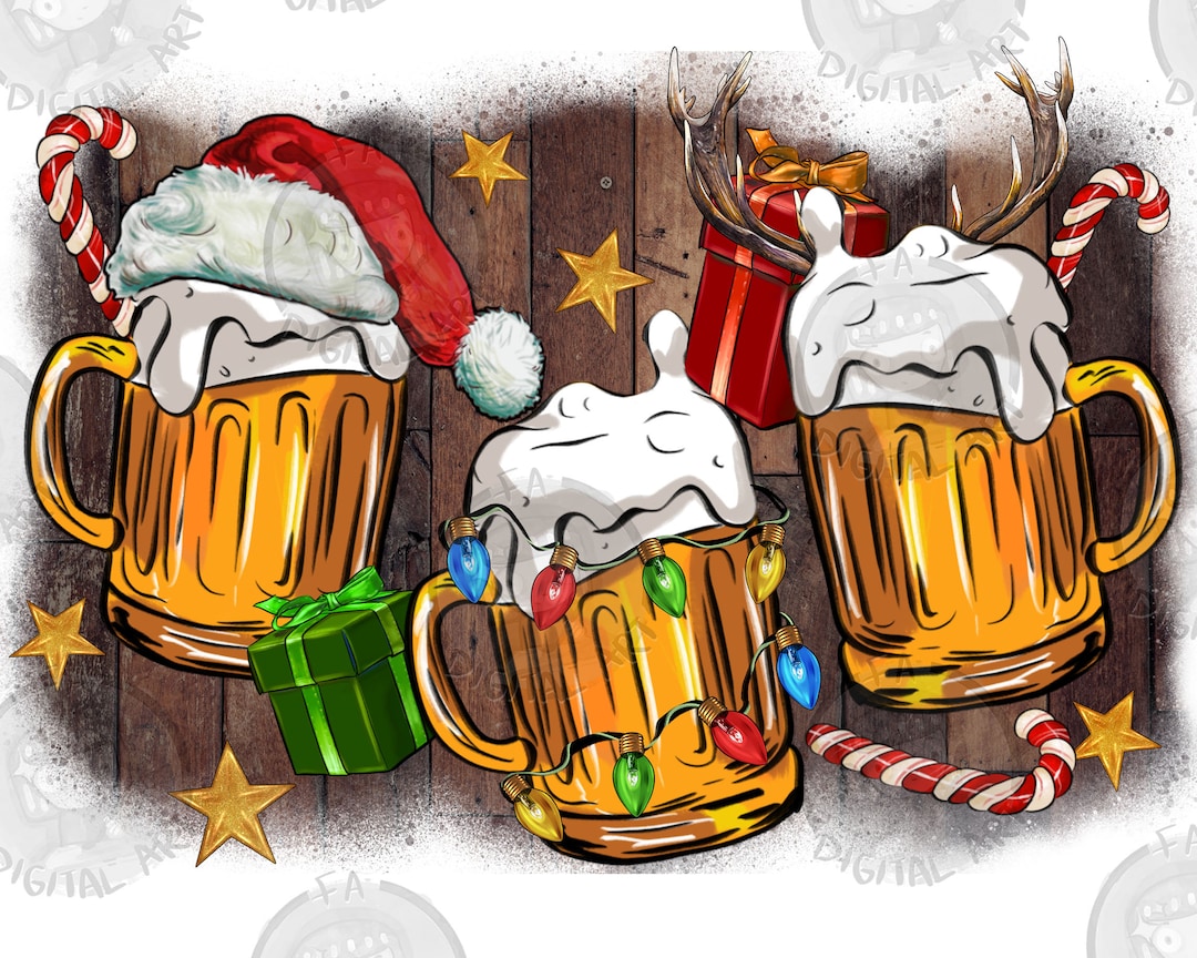 Three Christmas Beers Png Sublimation Design, Merry Christmas Clipart ...