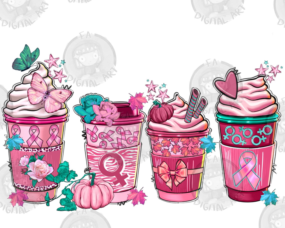 Breast Cancer Coffee Cups Png Sublimation Design Breast - Etsy