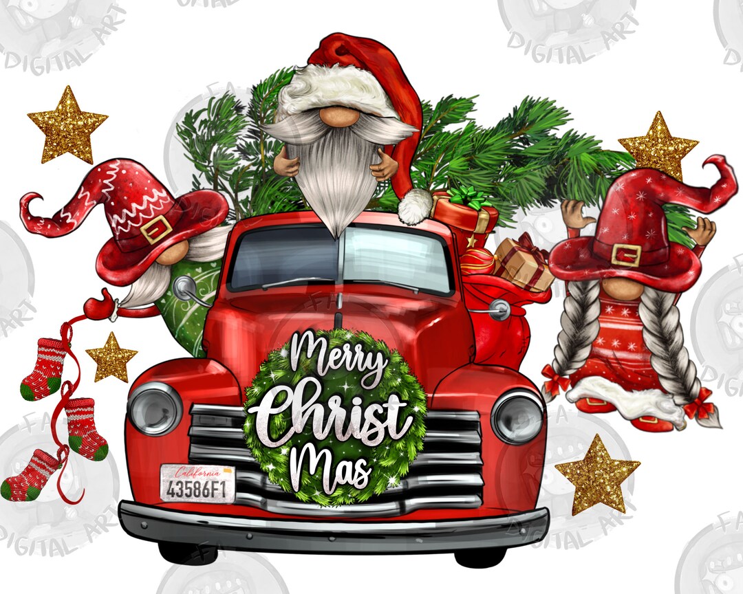 Merry Christmas Truck Gnomies Png Sublimation Design, Christmas Truck ...