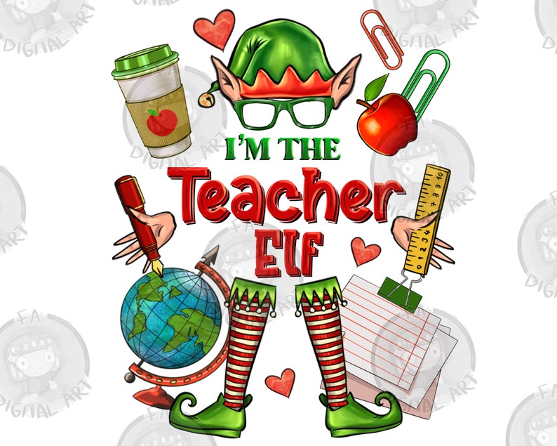 I'm the Teacher Elf Png Sublimation Design Download - Etsy