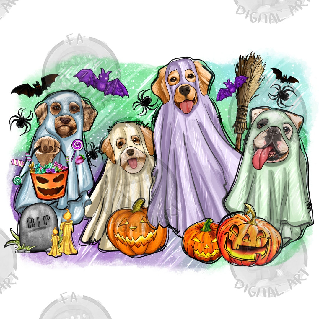 Ghost Dogs Png Sublimation Design Download, Happy Halloween Png, Cute ...