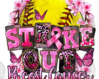 Breast Cancer Ribbon Softball Png Sublimation Design Download, Cancer ...