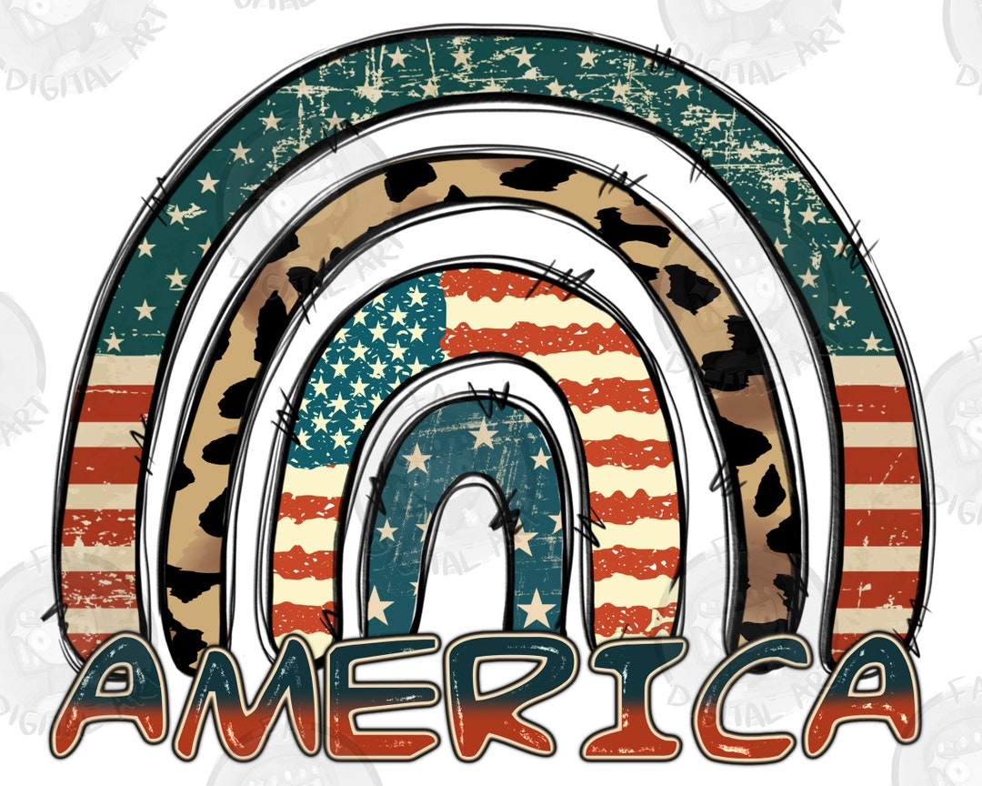 America Rainbow Png Sublimation Design Download, 4th of July Png ...