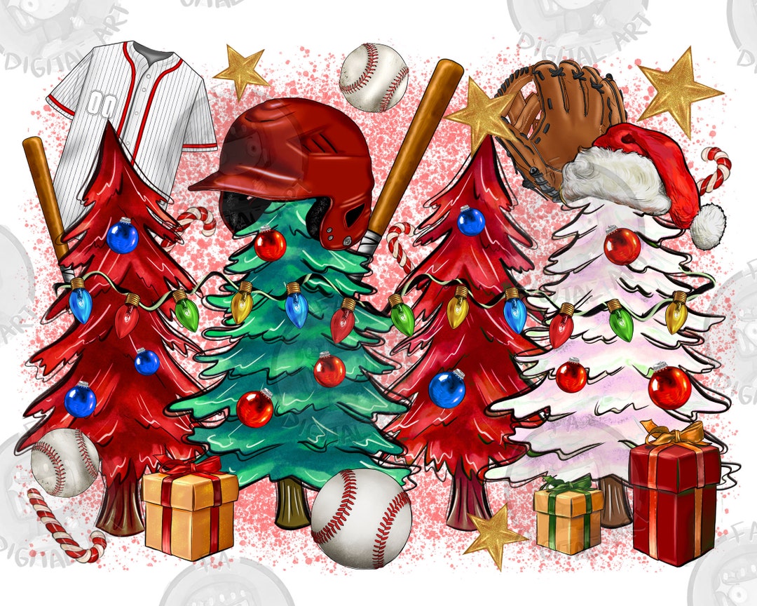 Christmas Baseball Trees Png Sublimation Design Download, Christmas Png ...