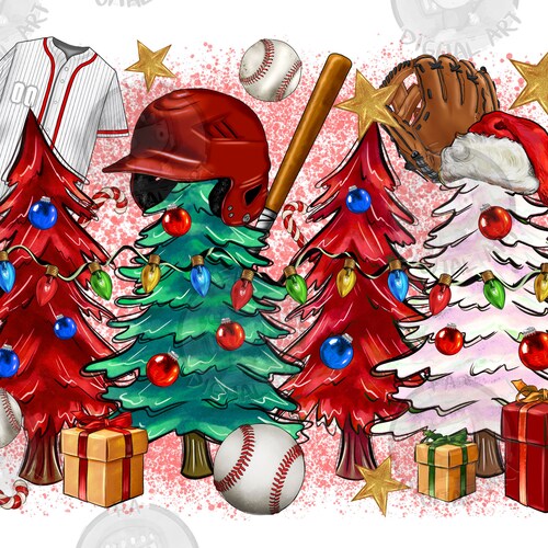 Christmas Baseball Trees Png Sublimation Design Download - Etsy