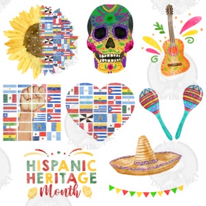 Hispanic Heritage Month Png Bundle for Creators, Watercolor Hispanic ...