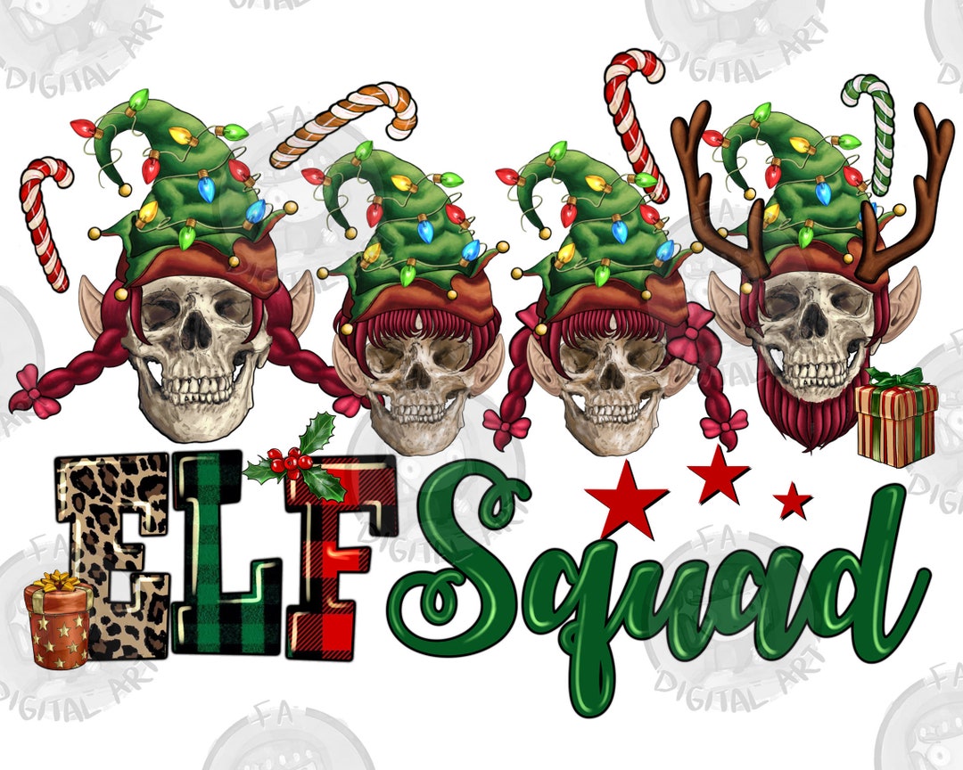 Elf Squad Skulls Png Sublimation Design Christmas Skull - Etsy