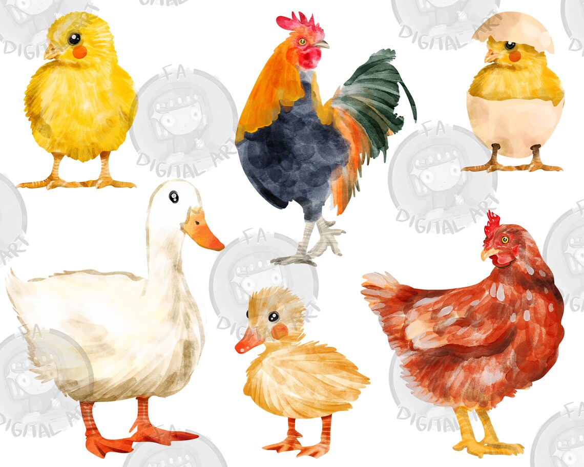 Watercolor Farm Life Clipart Png Bundle for - Etsy