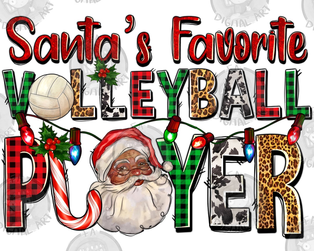 Afro Santa's Favorite Volleyball Player for Christmas Png, Christmas ...