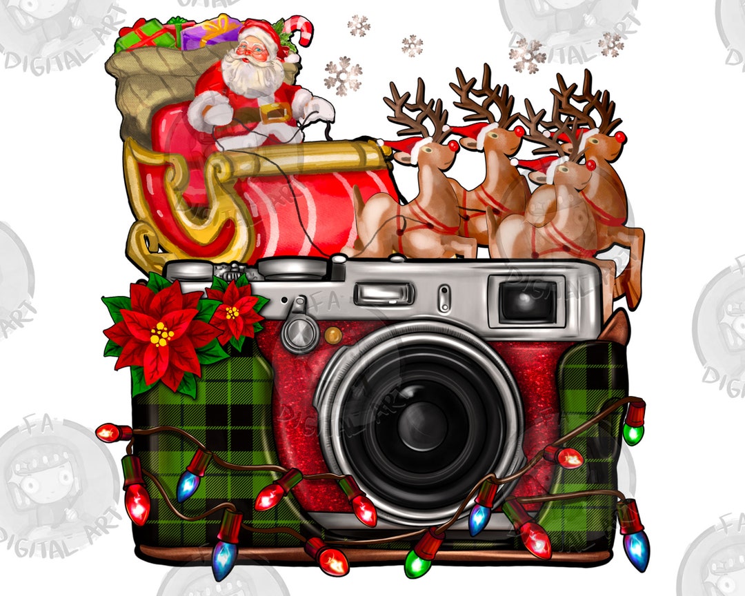 Christmas Santa Vintage Camera Png Sublimation Design, Camera Png ...