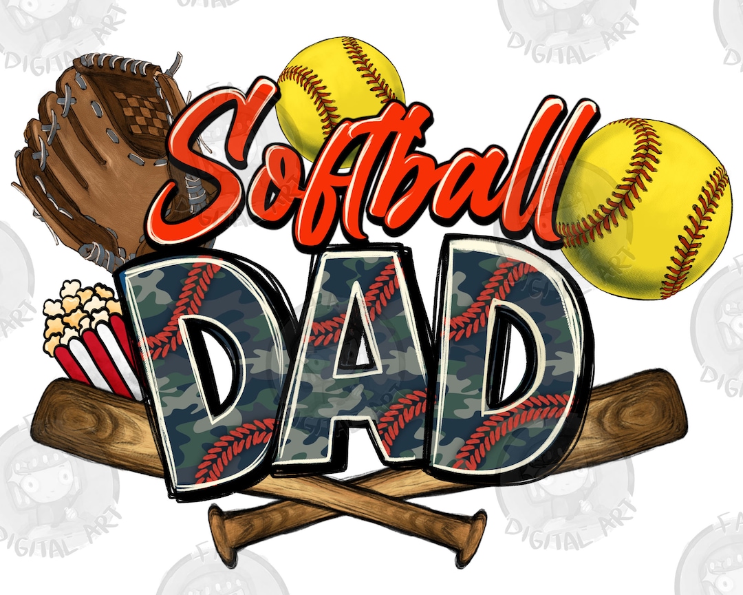 Softball Dad Png Sublimation Design Download, Father's Day Png ...