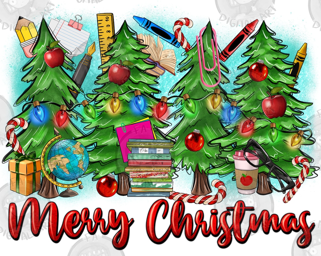 Merry Christmas Teacher Tree Png Sublimation Design,merry Christmas Png ...