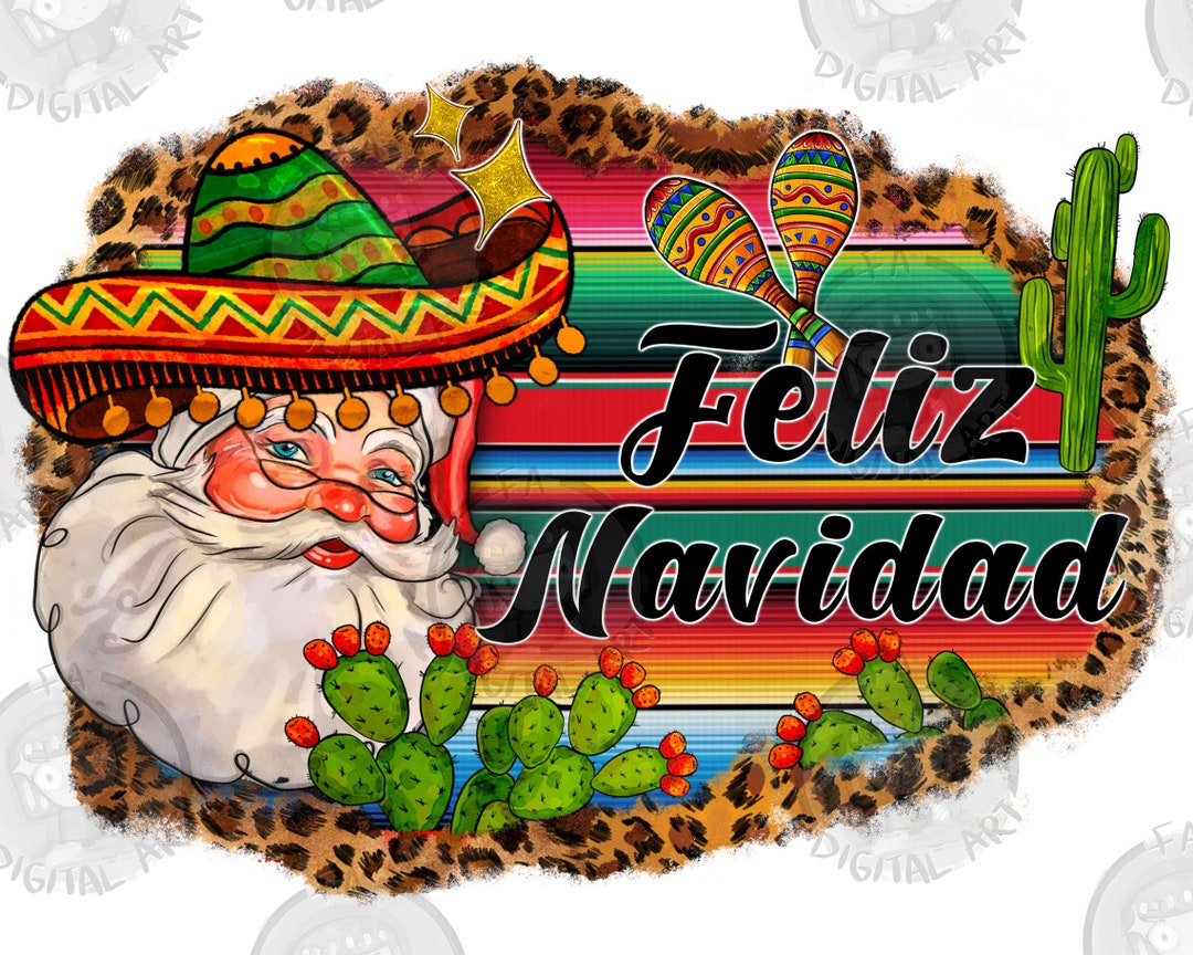 Feliz Navidad With Santa and Maracas Png Sublimation Design Download ...